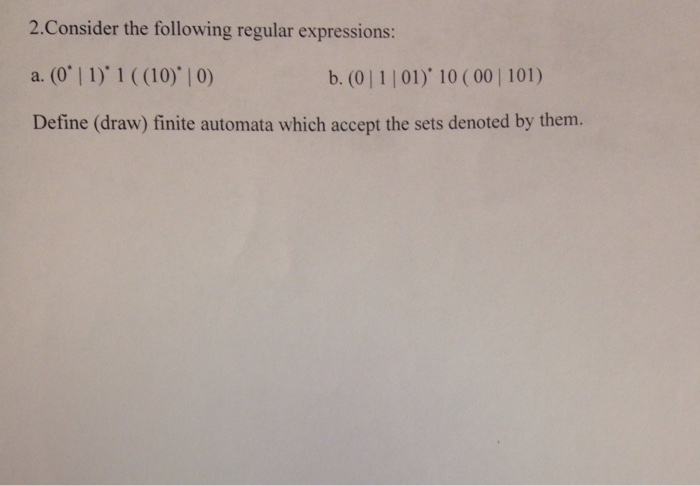 Solved Consider the following regular expressions: a. | Chegg.com