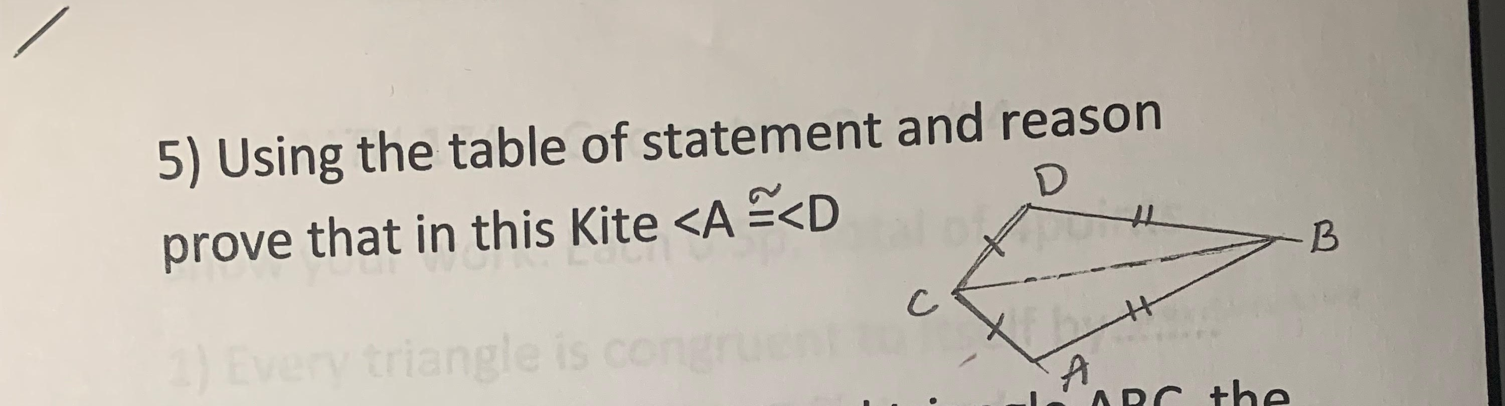 Solved 5) Using the table of statement and reason prove that | Chegg.com