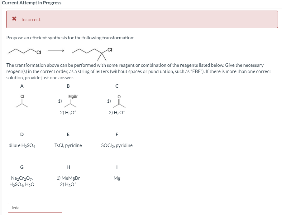 Solved Current Attempt in Progress * Incorrect Propose an | Chegg.com
