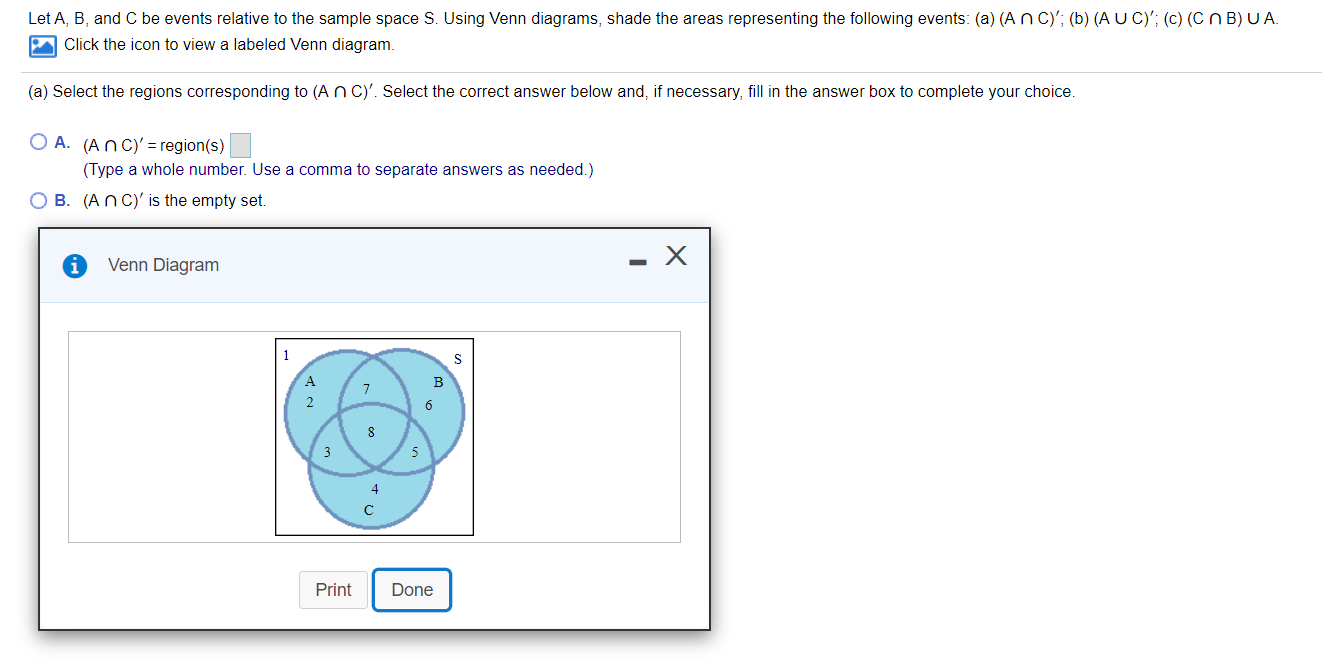 Solved Let A, B, and C be events relative to the sample | Chegg.com