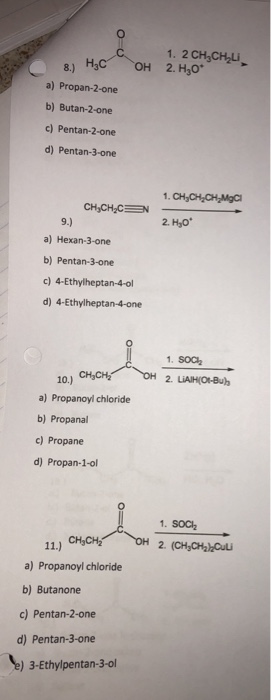 Solved a) Propan-2-one b) Butan-2-one c) Pentan-2-one d) | Chegg.com