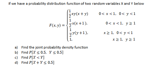 Solved If we have a probability distribution function of two | Chegg.com