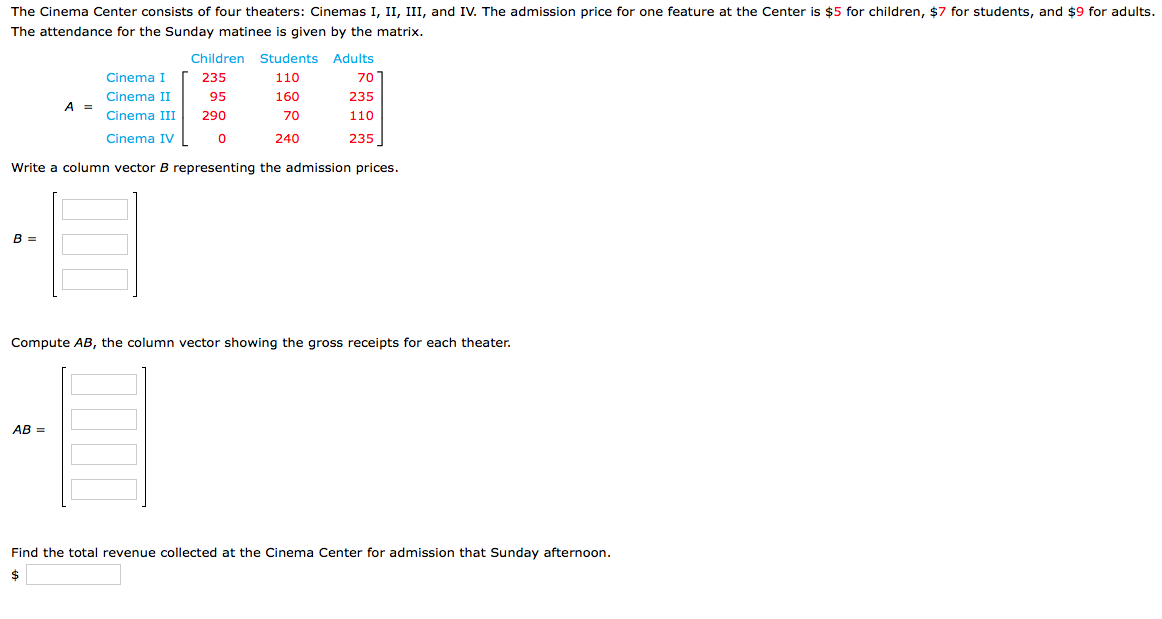 Solved The Cinema Center consists of four theaters: Cinemas | Chegg.com