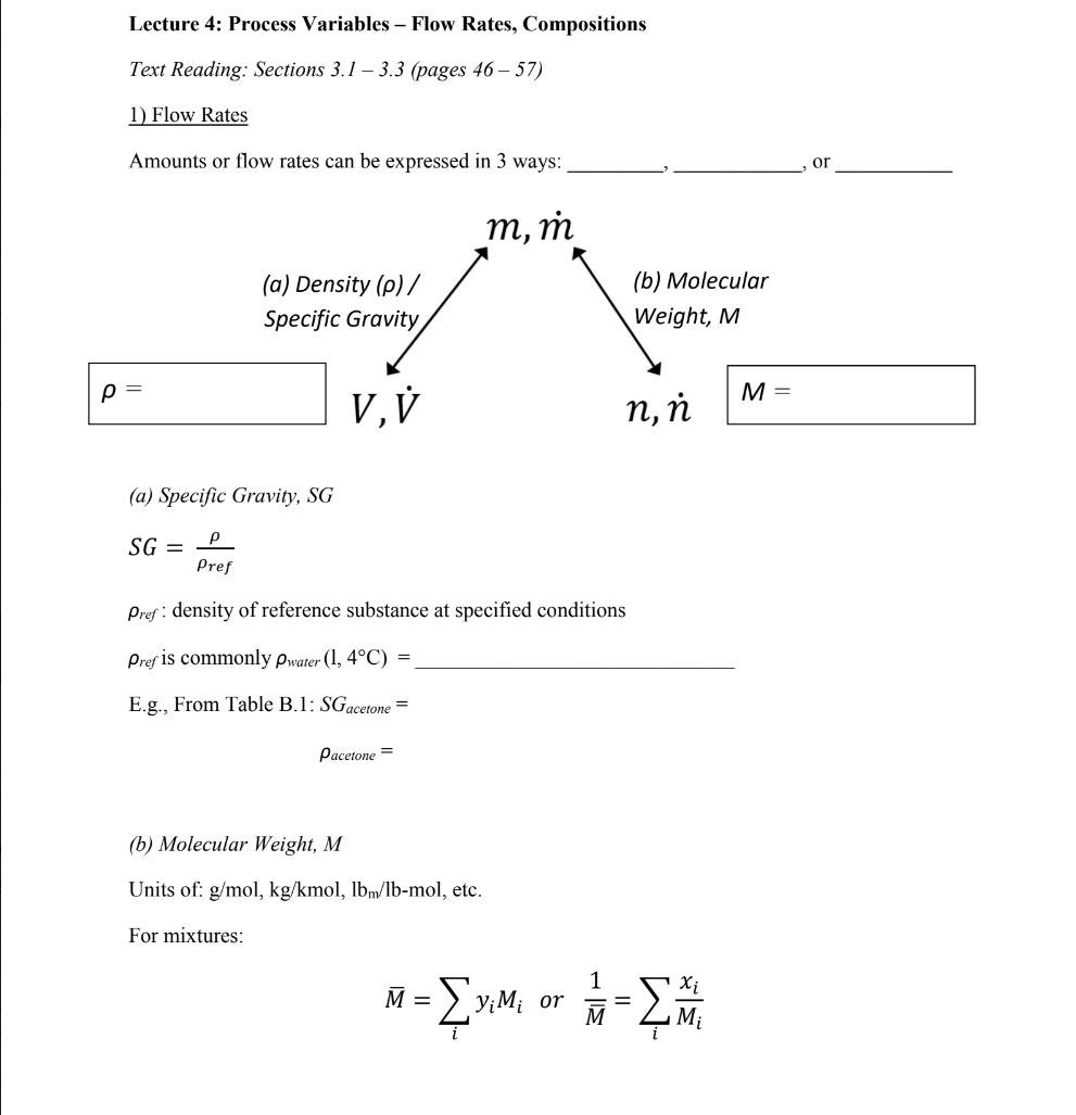 Solved Lecture 4: Process Variables - Flow Rates, | Chegg.com