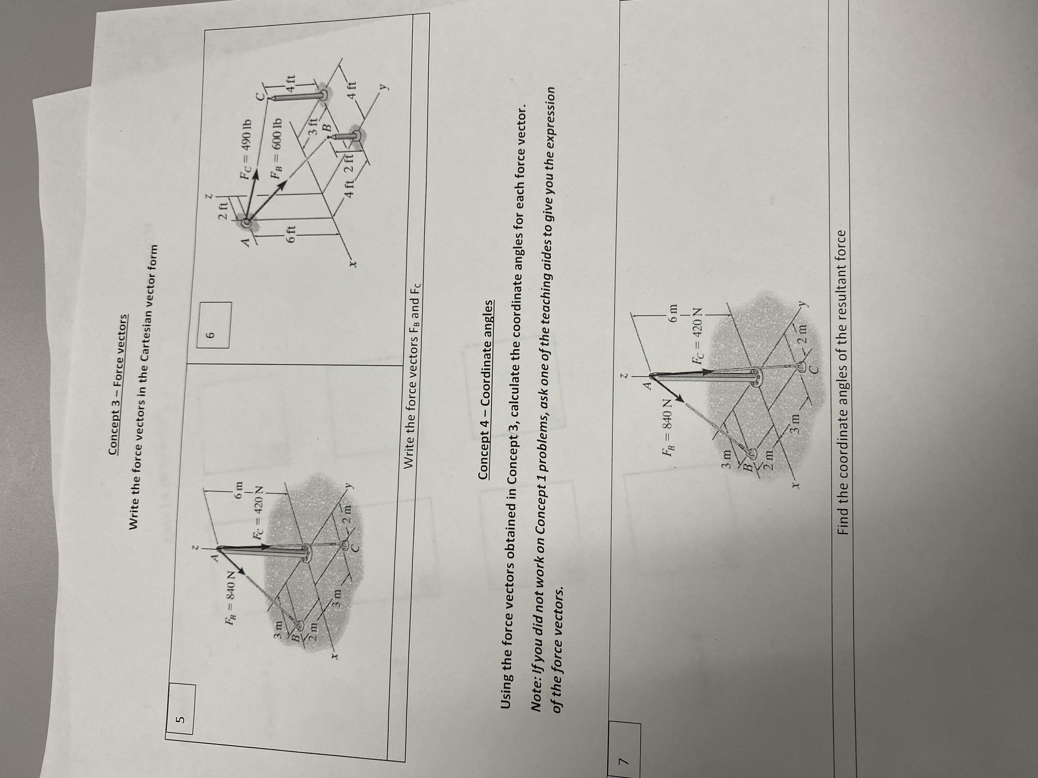 Solved Concept 3 - Force vectors Write the force vectors in | Chegg.com