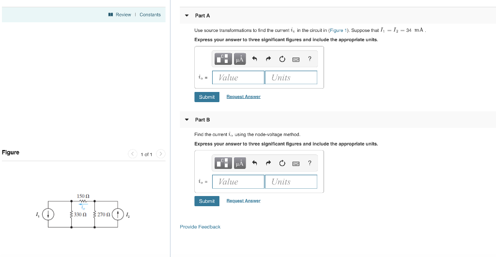 Solved l Review1 Constants Part A Use source transformations | Chegg.com