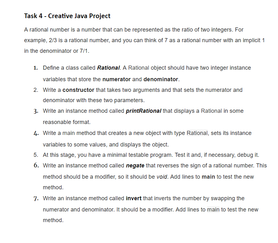 Solved 8. Write an instance method called to Double that | Chegg.com