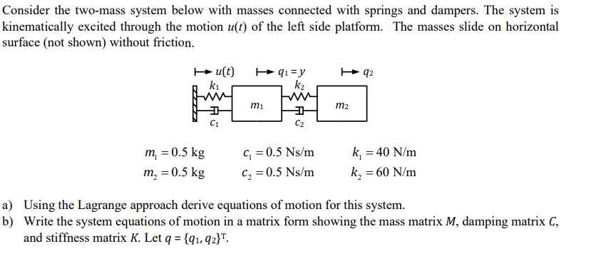 Solved 1. Consider the two-mass system below with masses | Chegg.com