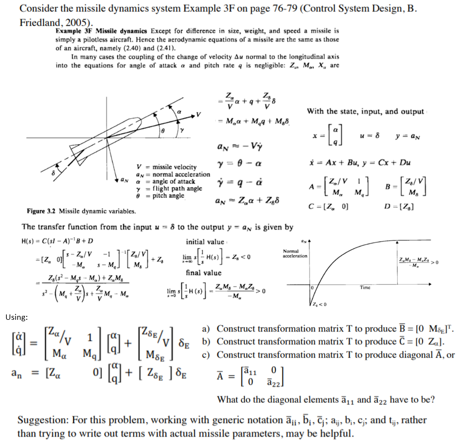 Consider the missile dynamics system Example 3F on | Chegg.com