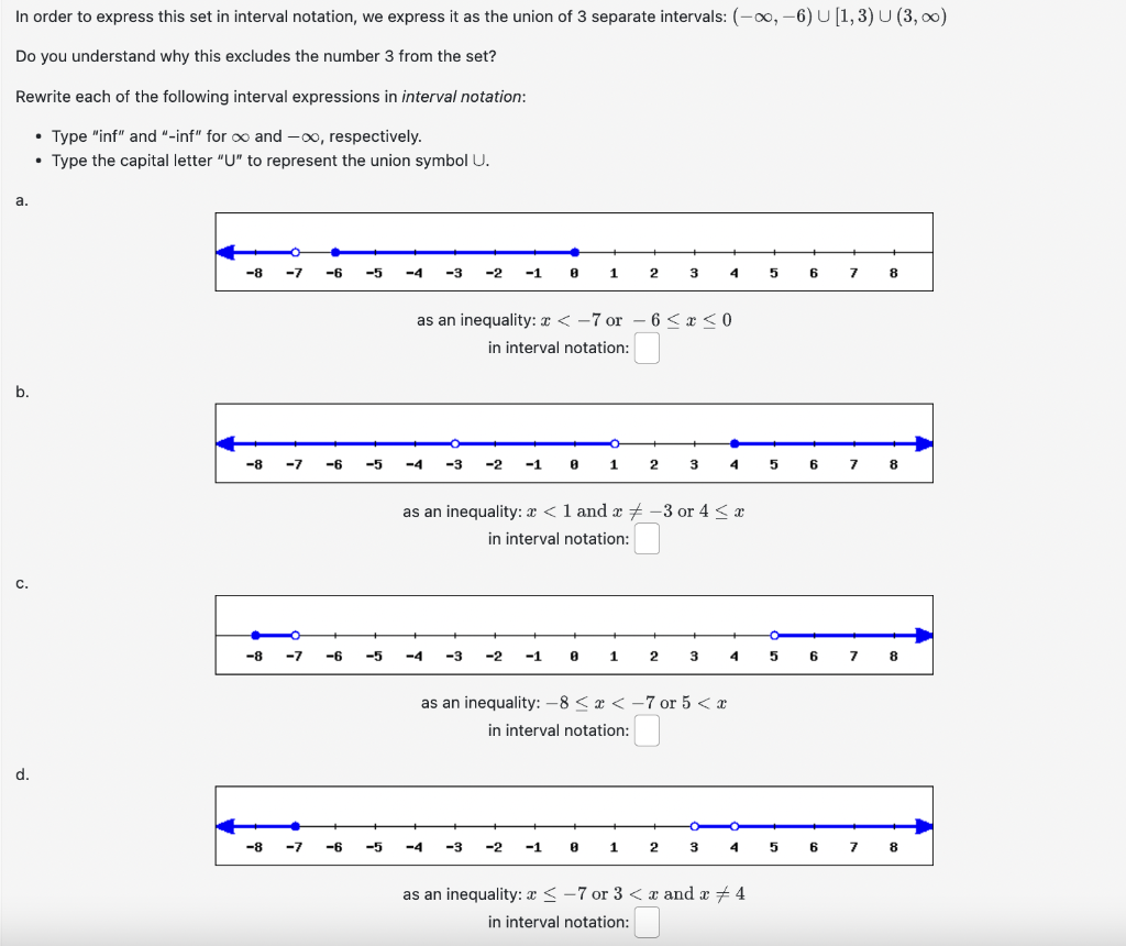 Solved In order to express this set in interval notation, we | Chegg.com