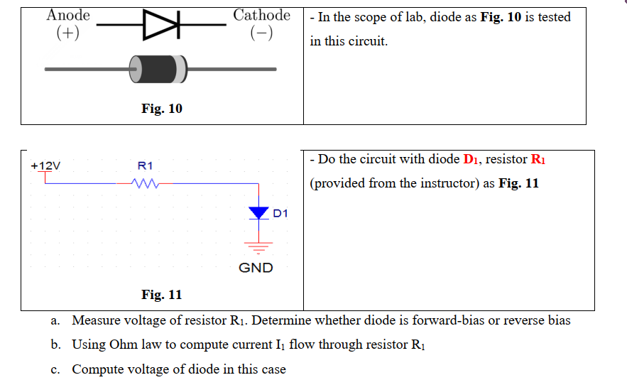 Solved Anode (+) Cathode - In the scope of lab, diode as | Chegg.com