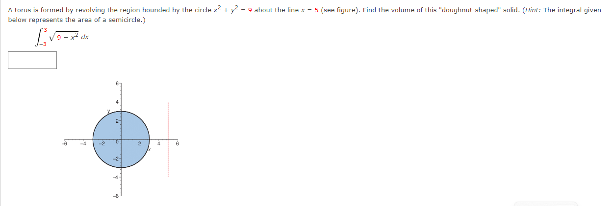 Solved A torus is formed by revolving the region bounded by | Chegg.com