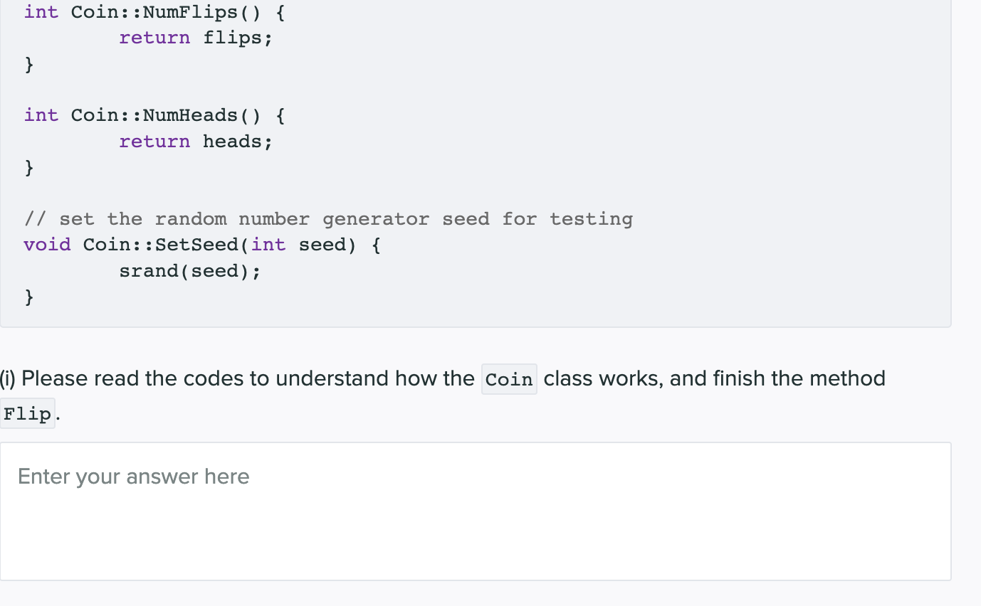 Solved We have a class called coin whose declaration and | Chegg.com