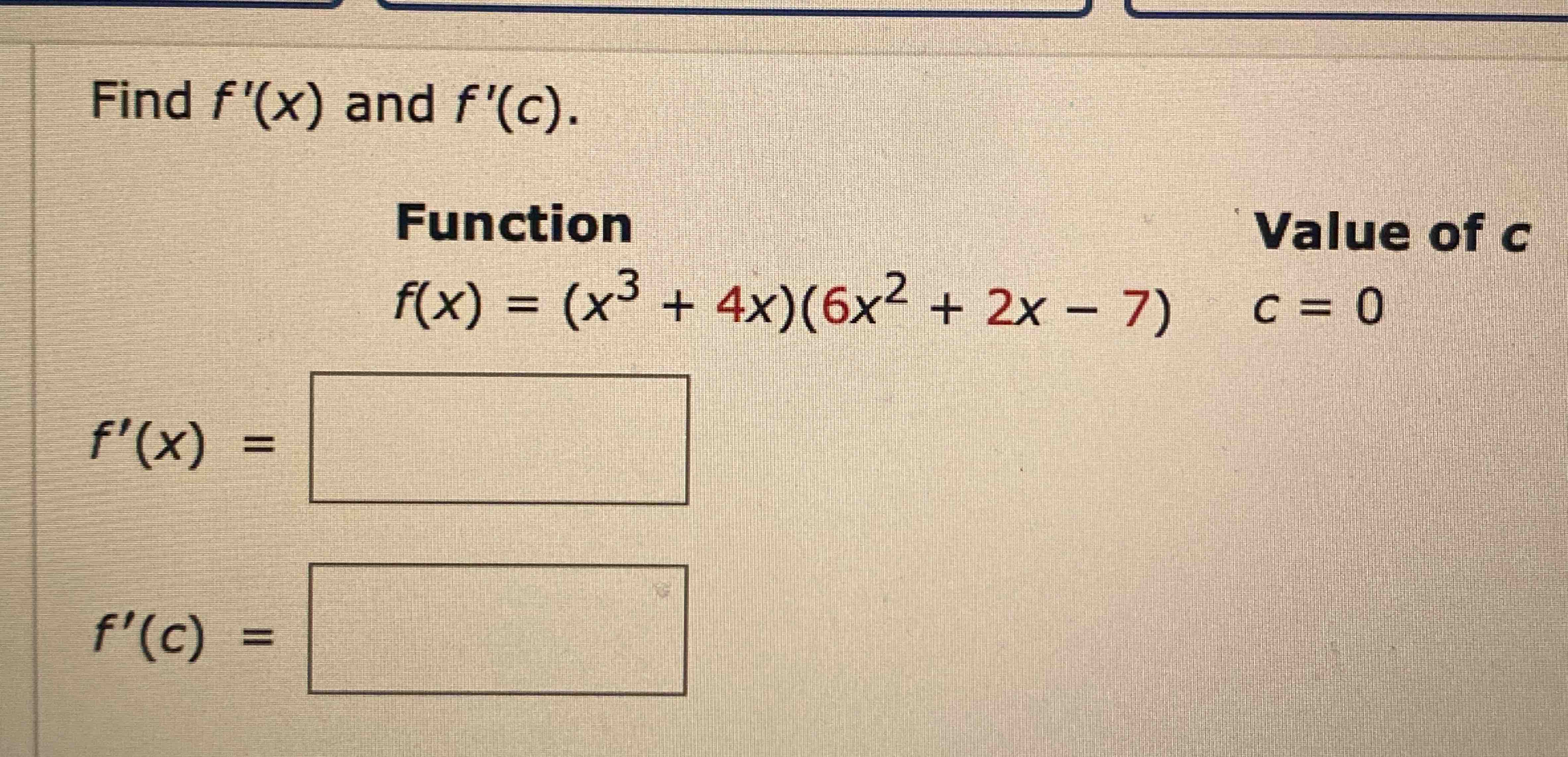Solved Find F X ﻿and F C ﻿function Value
