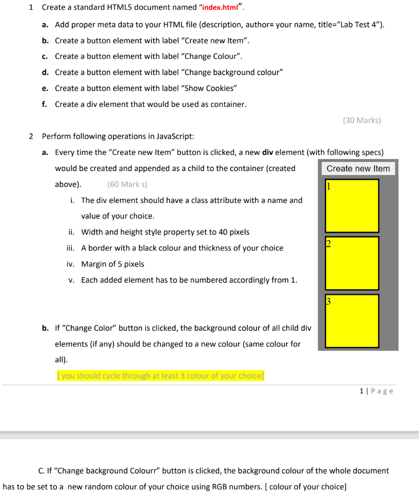 Solved 1 Create A Standard Html5 Document Named