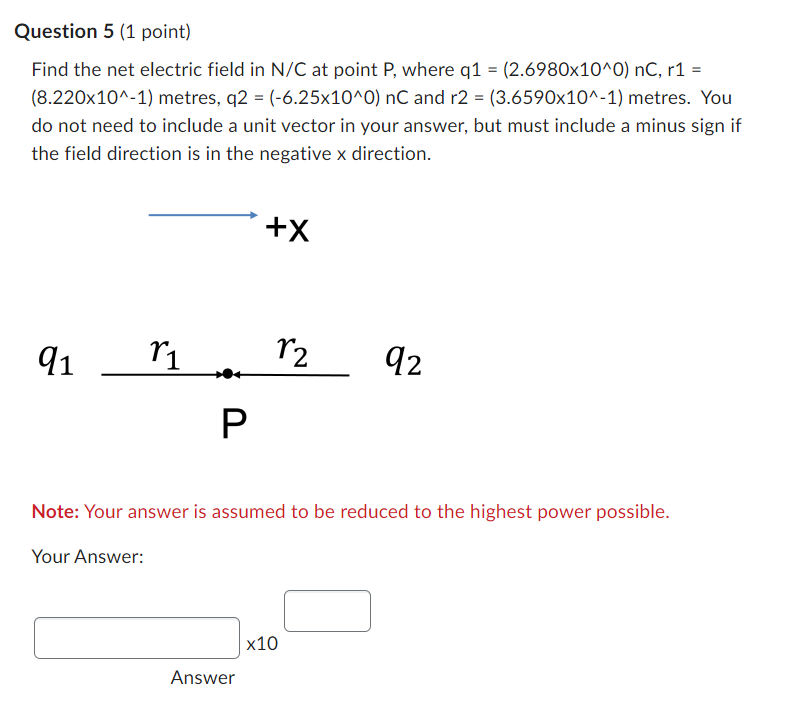 Solved Find the net electric field in N/C at point P, where | Chegg.com