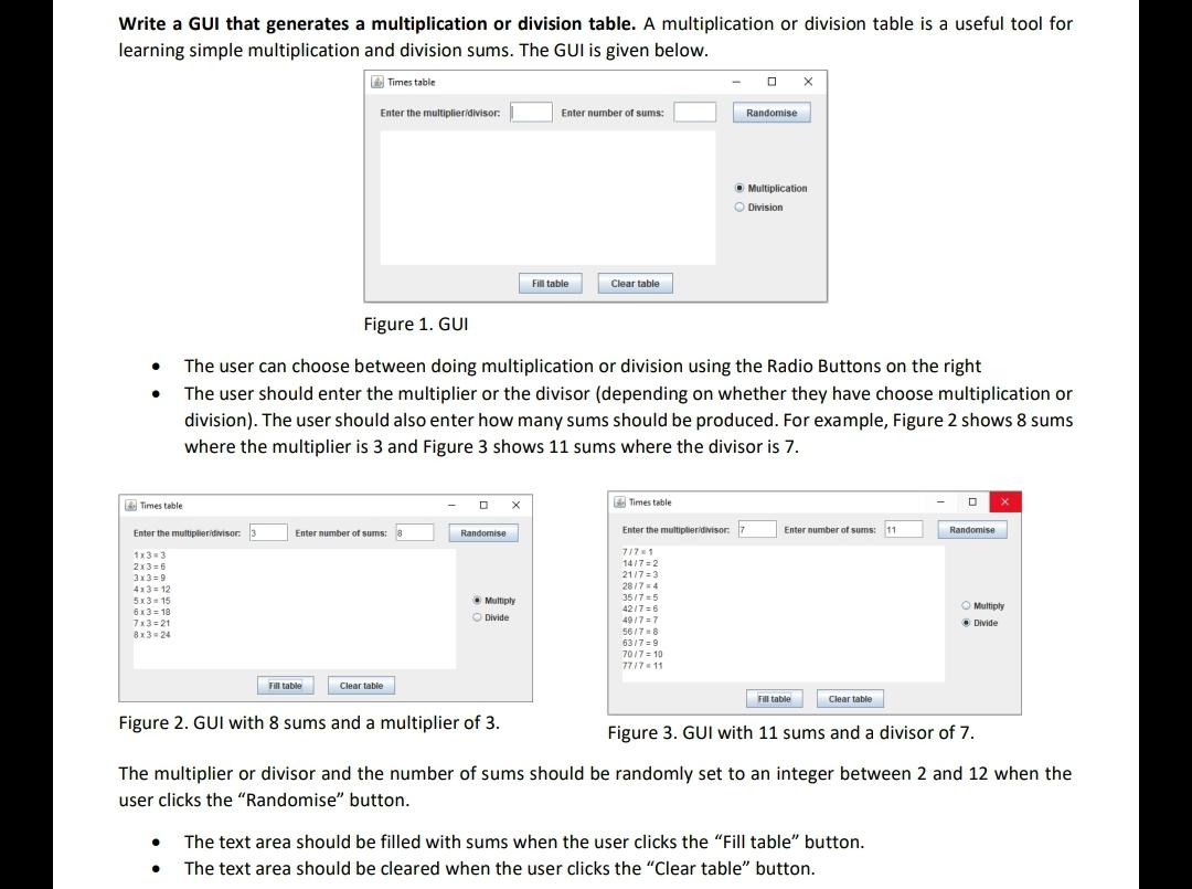 Solved Write A Gui That Generates A Multiplication Or 5147