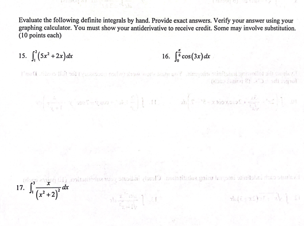 Solved Evaluate the following definite integrals by hand. | Chegg.com