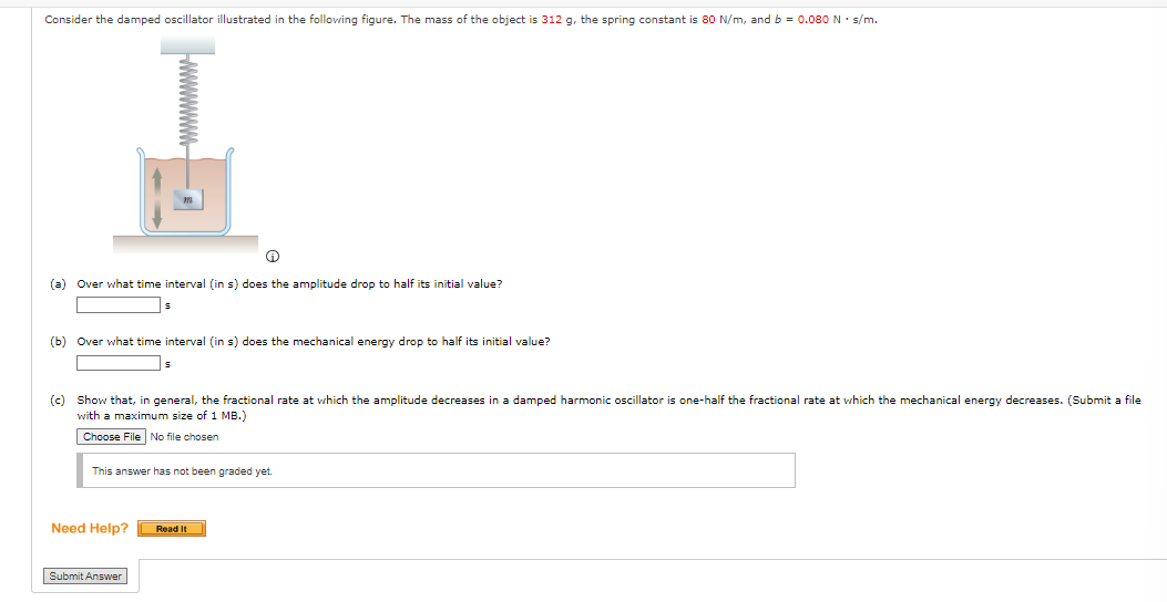 Solved Consider the damped oscillator illustrated in the | Chegg.com