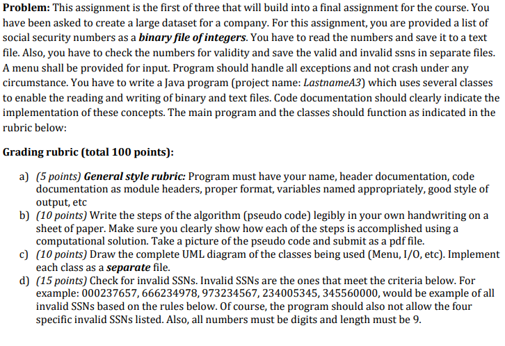 Java - For this assignment, you are provided a list | Chegg.com