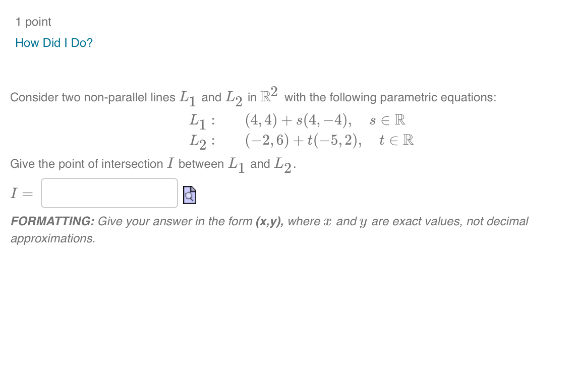 Solved Consider two non-parallel lines L1 ﻿and L2 ﻿in R2 | Chegg.com