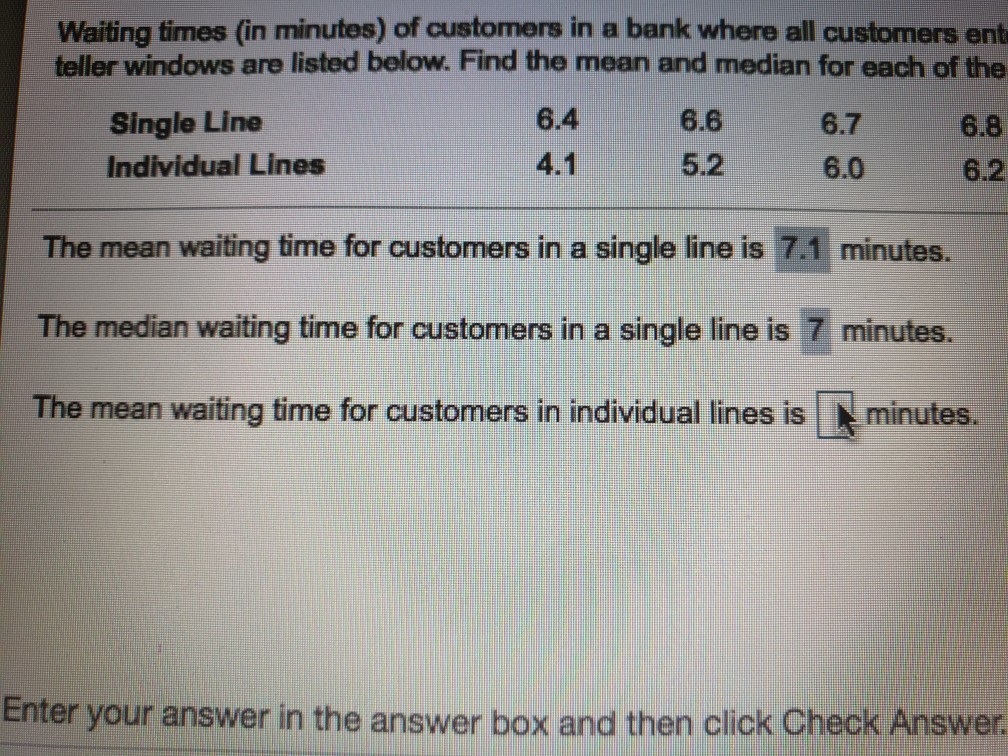 Solved Waiting times (in minutes) of customers in a bank | Chegg.com