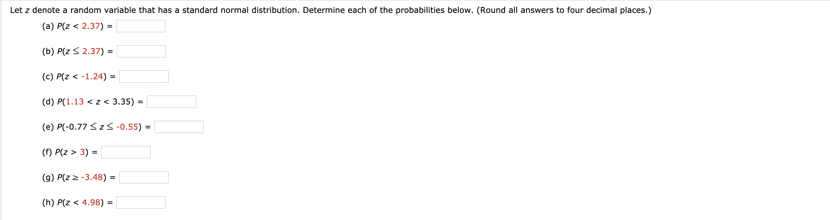 Solved Let z denote a random variable that has a standard | Chegg.com
