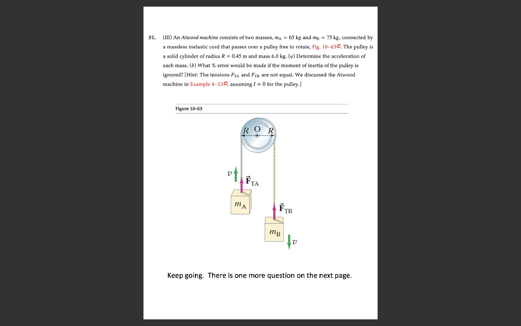 Solved 51. (III) An Atwood machine consists of two masses, | Chegg.com