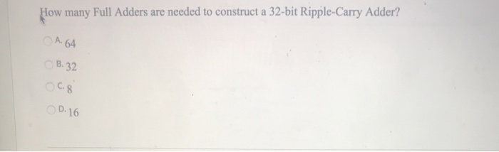 Solved low many Full Adders are needed to construct a 32-bit | Chegg.com