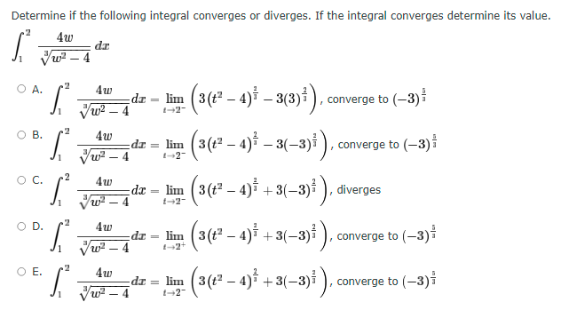 Solved Determine if the following integral converges or | Chegg.com