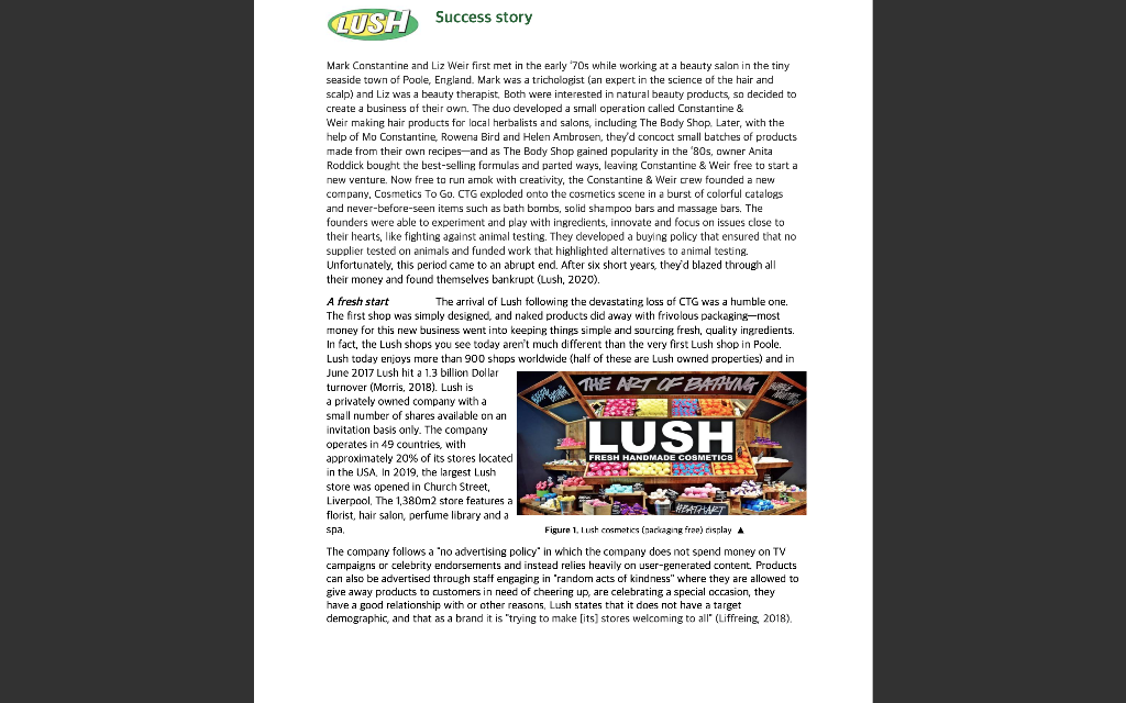 Solved LUSH Success story Mark Constantine and Liz Weir | Chegg.com