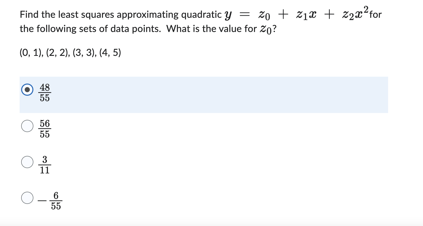 Solved Find the least squares approximating quadratic | Chegg.com
