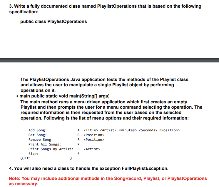 Solved 1. Write a fully-documented class named SongRecord | Chegg.com
