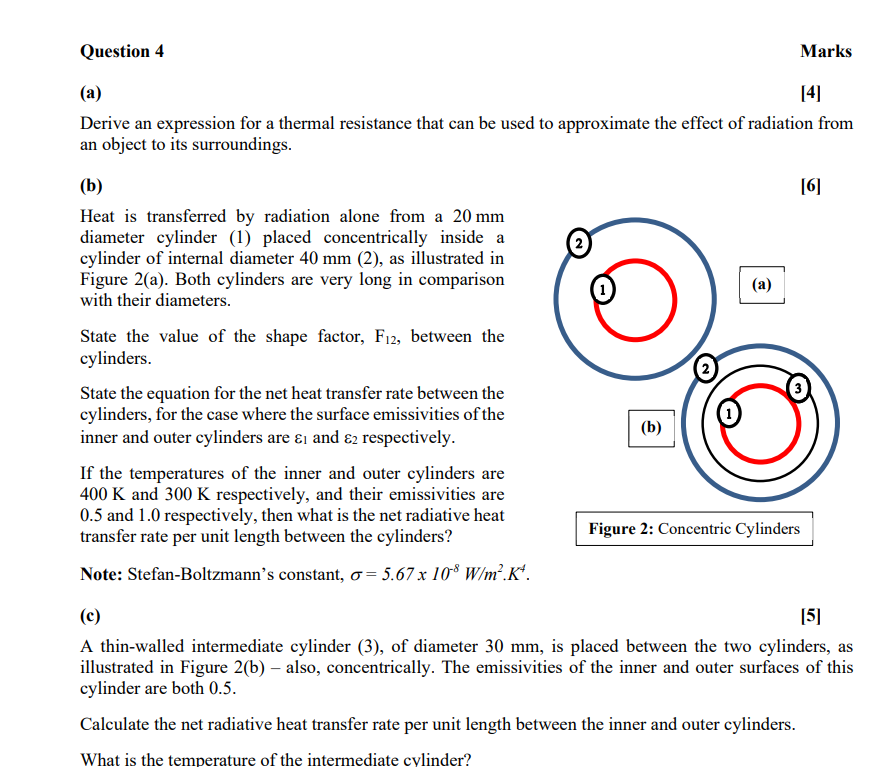Solved Question 4Marks(a)Derive an expression for a thermal | Chegg.com