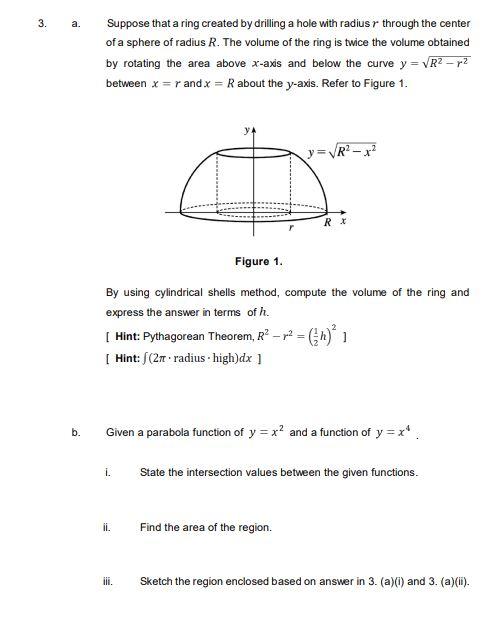 Solved 3. a. Suppose that a ring created by drilling a hole | Chegg.com