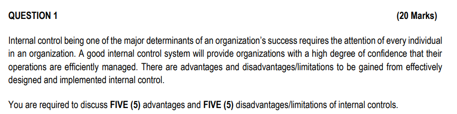 Solved Internal control being one of the major determinants | Chegg.com