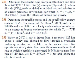 Solved 7.50 Determine the specific flow exergy, in Btu/Ibmol | Chegg.com