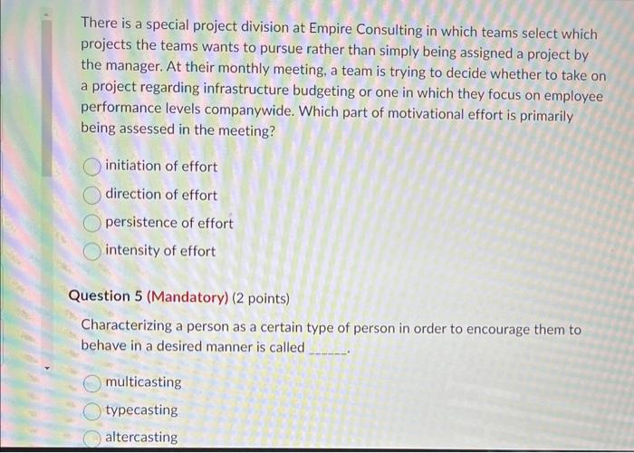 Solved There is a special project division at Empire | Chegg.com