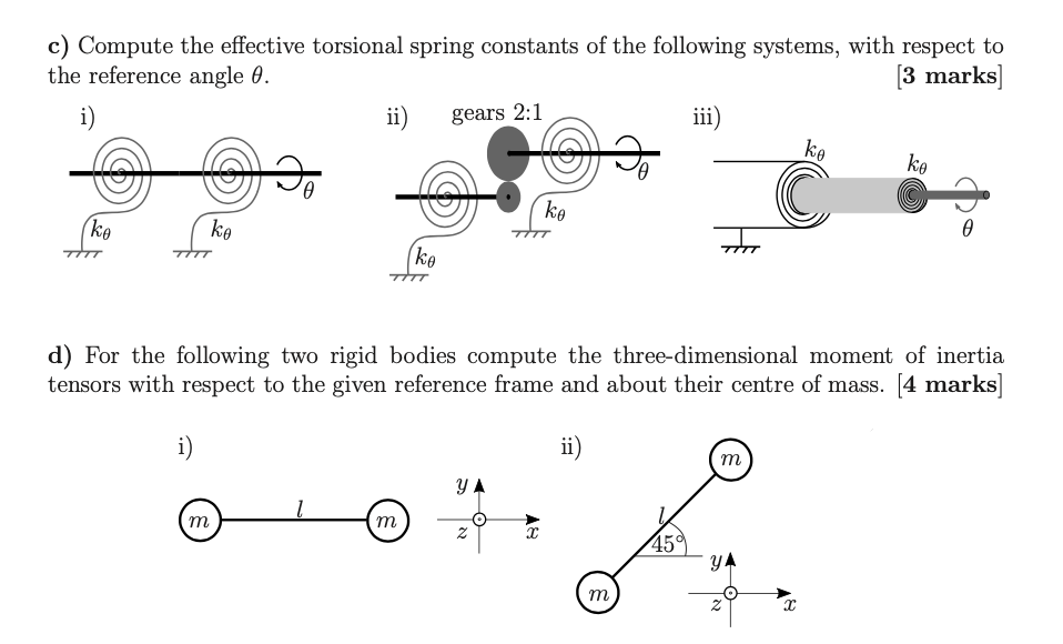 c) Compute the effective torsional spring constants | Chegg.com