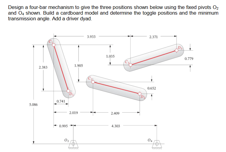 Solved Design a four-bar mechanism to give the three | Chegg.com