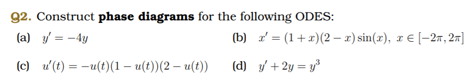 Solved 92. Construct phase diagrams for the following ODES: | Chegg.com