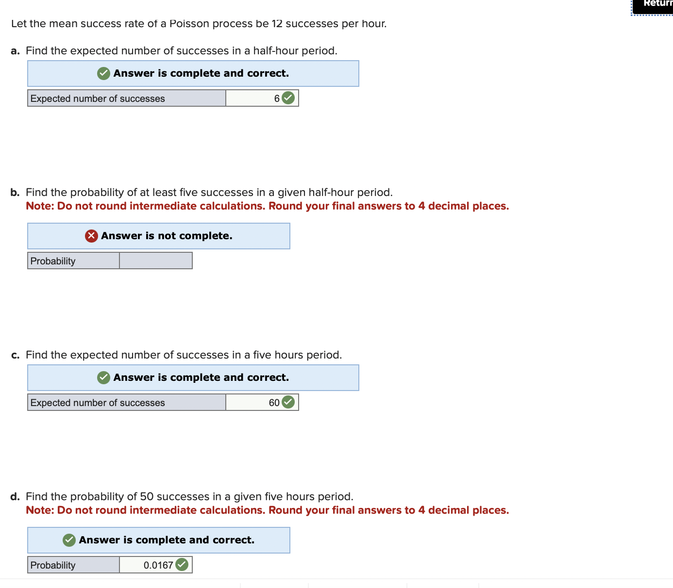 Solved Let the mean success rate of a Poisson process be 12 | Chegg.com
