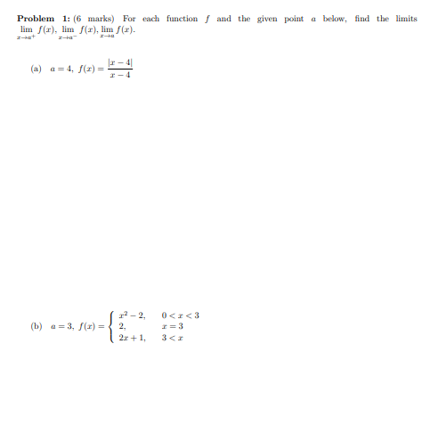 Solved Problem 1: (6 ﻿marks) ﻿For each function f ﻿and the | Chegg.com