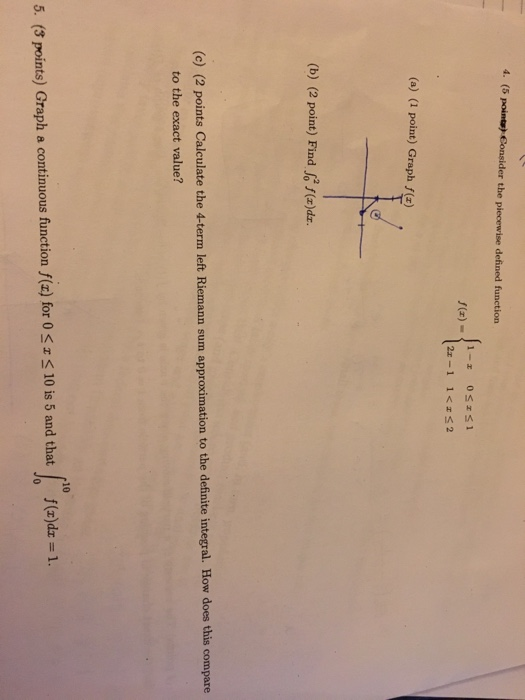 Solved 4. (5 point Consider the piecewise defined function | Chegg.com