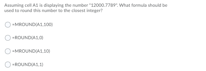 Solved Assuming cell A1 is displaying the number | Chegg.com