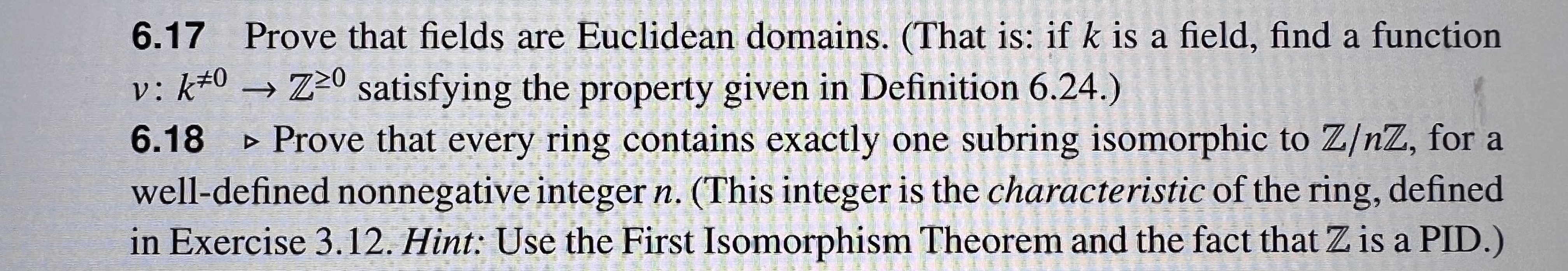 Solved definition 6.24 Let R be an integral domain. We say | Chegg.com