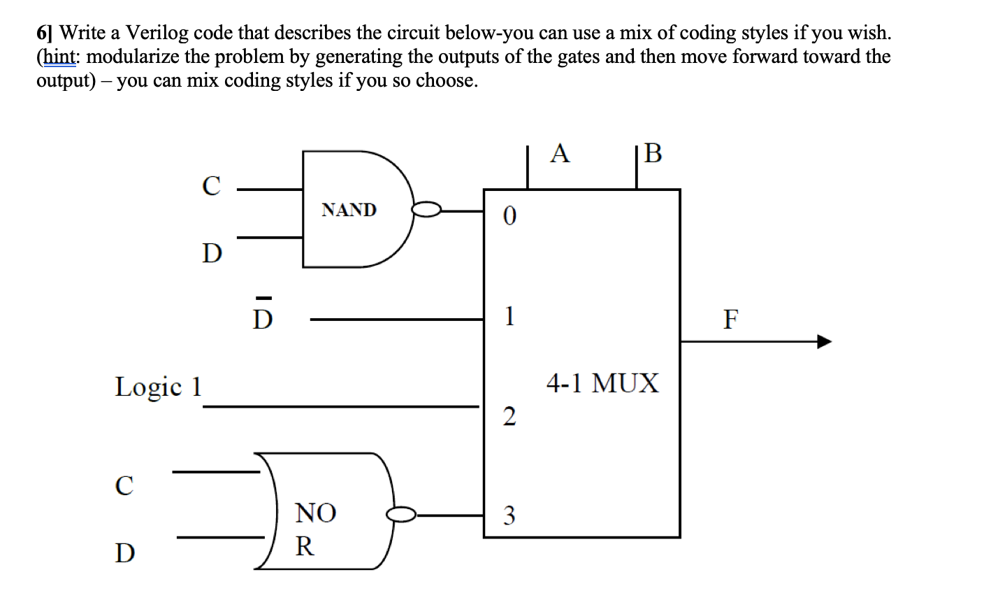 Solved 6] Write a Verilog code that describes the circuit | Chegg.com