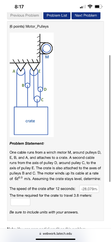 Solved (6 points) Motor_Pulleys Problem Statement: One cable | Chegg.com