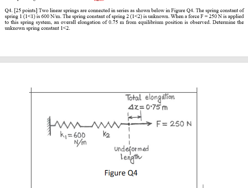 Solved Q4. [25 points] Two linear springs are connected in | Chegg.com