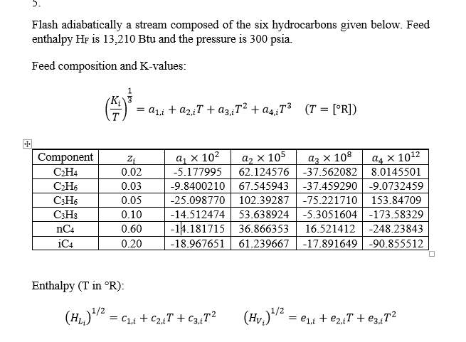 Solved Flash adiabatically a stream composed of the six | Chegg.com